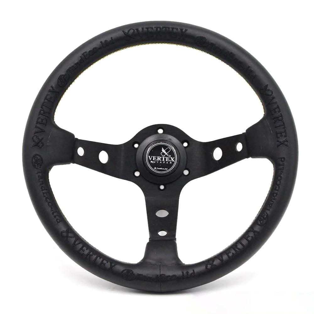 Vertex King Leather Steering Wheel Black - 13" | TunerLifestyle